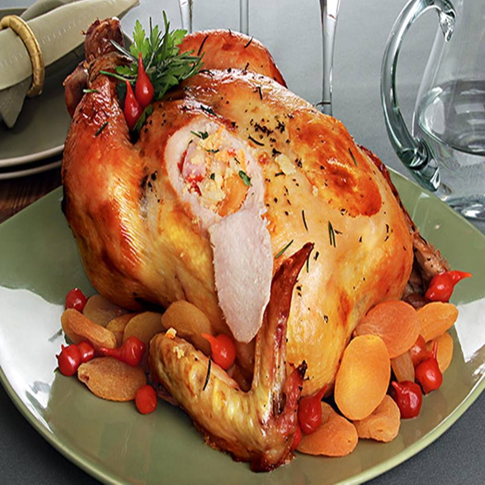 Peru com farofa de damasco - Veja a Receita: